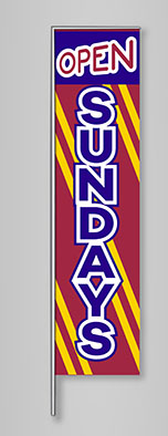 Open Sundays Rectangular Flag - Feather flags, Banner Flags, Flag ...